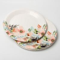 China Disposable Flower Design Paper Plates 7 inch Valentine Day Party Supplies Eco Friendly for sale