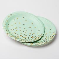 China FSC Biodegradable Paper Plates 7 inch Golden Dot Design Eco Friendly Party Supplies for sale