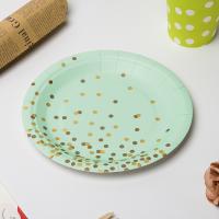 China FSC Biodegradable Paper Plates 7 inch Golden Dot Design Eco Friendly Party Supplies for sale