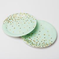 China FSC Biodegradable Paper Plates 7 inch Golden Dot Design Eco Friendly Party Supplies for sale