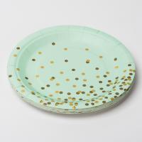 China FSC Biodegradable Paper Plates 7 inch Golden Dot Design Eco Friendly Party Supplies for sale
