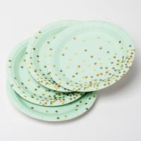 China FSC Biodegradable Paper Plates 7 inch Golden Dot Design Eco Friendly Party Supplies for sale
