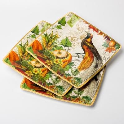China Eco Friendly Small Square Paper Plates Holiday Party Supplies Dish Tableware Set for sale