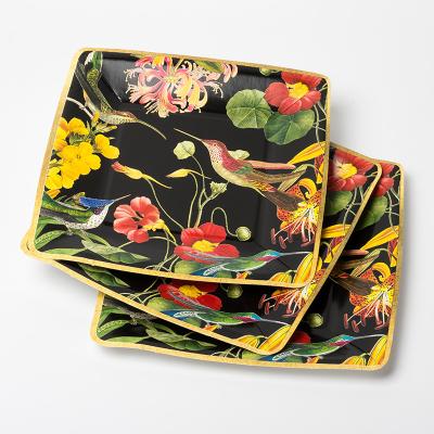 China Oilproof Square Biodegradable Paper Plates 9 inch Eco Friendly Party Tableware Set for sale