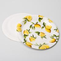 China Eco Friendly Biodegradable Paper Plates Compostable Lemon Party Supplies 9 inch for sale