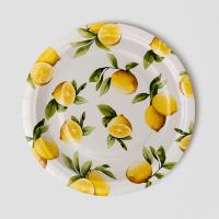 China Eco Friendly Biodegradable Paper Plates Compostable Lemon Party Supplies 9 inch for sale