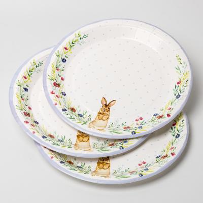 China Disposable Cute Rabbit Paper Plate Set 7 inch Child Party Supplies Food Grade Eco Friendly for sale