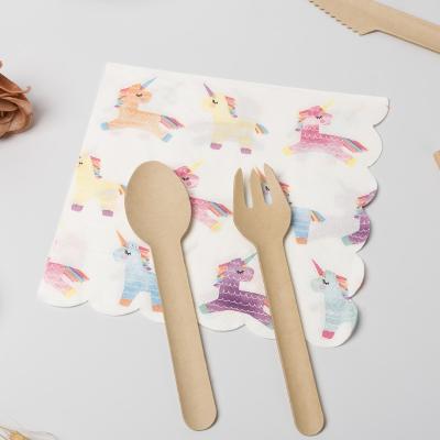 China Custom Unicorn Design Paper Napkin Biodegradable Eco Friendly Party Supplies 33x33cm for sale