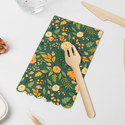 China Eco Friendly Biodegradable Paper Napkins Colorful Flower Design Valentine Day Party 33x33cm for sale