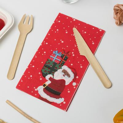 China Biodegradable Santa Claus Christmas Paper Napkin 33x33cm Food Grade Eco Friendly for sale