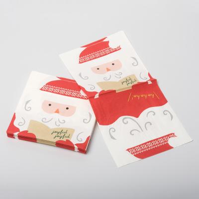 China Custom Printed Santa Claus Christmas Paper Napkins 3 Ply Party Supplies Set Eco Friendly for sale