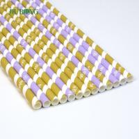 China Golden Striped Biodegradable Paper Straws Kraft Christmas 5x120mm Customizable for sale