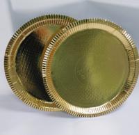 China Food Grade Disposable Biodegradable Paper Plates Round 9 Inch Gold for Restaurant for sale