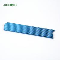China Blue Coated Biodegradable Paper Straw Disposable Straight Tube 4.6x150mm Custom Logo for sale