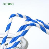 China Biodegradable Bendy Paper Drinking Straws Blue Striped Food Grade for sale