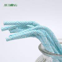 China Light Blue Disposable Biodegradable Paper Straw Bendable 150mm For Gifts Store for sale