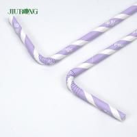 China Biodegradable Purple Striped Christmas Paper Straws 6mm x 197mm Eco Friendly for sale
