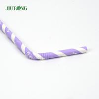 China Biodegradable Purple Striped Christmas Paper Straws 6mm x 197mm Eco Friendly for sale