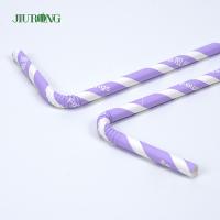 China Biodegradable Purple Striped Christmas Paper Straws 6mm x 197mm Eco Friendly for sale