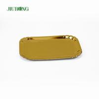 China Biodegradable Disposable Paper Plates 340x450x20mm Eco Friendly Gold Dinnerware for sale