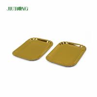 China Biodegradable Disposable Paper Plates 340x450x20mm Eco Friendly Gold Dinnerware for sale