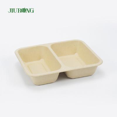 China Disposable Biodegradable Sugarcane Clamshell Food Container 3 Compartment for sale