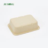 China Custom Biodegradable Sugarcane Bagasse Food Box Greaseproof Paper 500ml for sale