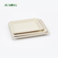 China PLA Biodegradable Bagasse Tableware Dish Fast Food Serving Tray for sale