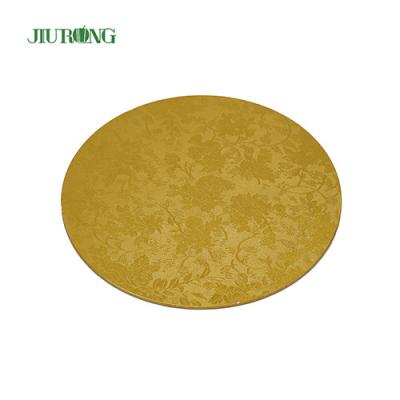 China 10 Inch 24cm Food Grade Corrugated Cake Board Home Compost Gold Cake Drum for sale