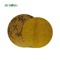 China 10 Inch 24cm Food Grade Corrugated Cake Board Home Compost Gold Cake Drum for sale