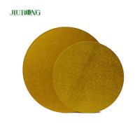 China 10 Inch 24cm Food Grade Corrugated Cake Board Home Compost Gold Cake Drum for sale