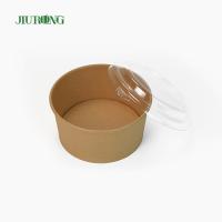 China 1100ml Eco Friendly Kraft Paper Salad Bowl Disposable with PET Lid 165mm for sale