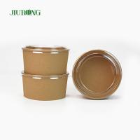 China 1100ml Eco Friendly Kraft Paper Salad Bowl Disposable with PET Lid 165mm for sale