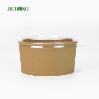 China 1100ml Eco Friendly Kraft Paper Salad Bowl Disposable with PET Lid 165mm for sale