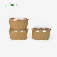 China 1100ml Eco Friendly Kraft Paper Salad Bowl Disposable with PET Lid 165mm for sale