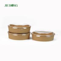 China Microwavable Biodegradable Paper Bowl 1100ml Greaseproof with Lids Custom Kraft for sale
