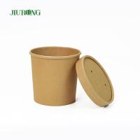 China Biodegradable Kraft Paper Bowls 26 OZ UV Coating Disposable Salad Soup Container for sale