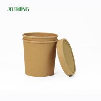 China Biodegradable Kraft Paper Bowls 26 OZ UV Coating Disposable Salad Soup Container for sale
