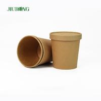 China Biodegradable Kraft Paper Bowl 8oz with PLA Lid Eco Friendly Disposable Soup Container for sale