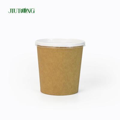 China PLA Coating Biodegradable Paper Bowl 32oz Eco Friendly Disposable Soup Container with Lids for sale