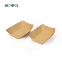 China Greaseproof Kraft Disposable Paper Food Trays Biodegradable 75x44x30mm Custom for sale