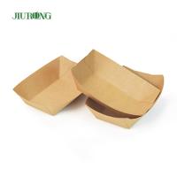 China Greaseproof Kraft Disposable Paper Food Trays Biodegradable 75x44x30mm Custom for sale