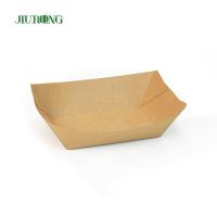 China Greaseproof Kraft Disposable Paper Food Trays Biodegradable 75x44x30mm Custom for sale