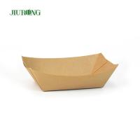 China Greaseproof Kraft Disposable Paper Food Trays Biodegradable 75x44x30mm Custom for sale