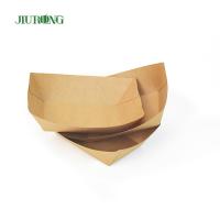 China Greaseproof Kraft Disposable Paper Food Trays Biodegradable 75x44x30mm Custom for sale