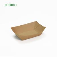 China Recyclable Kraft Paper Food Tray 75mm Eco Friendly Disposable Snack Boat for sale