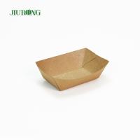 China Recyclable Kraft Paper Food Tray 75mm Eco Friendly Disposable Snack Boat for sale