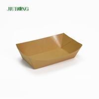 China Recyclable Kraft Paper Food Tray 75mm Eco Friendly Disposable Snack Boat for sale