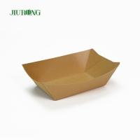 China Recyclable Kraft Paper Food Tray 75mm Eco Friendly Disposable Snack Boat for sale