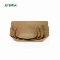 China Disposable Sushi Biodegradable Paper Container 107mm Kraft Paper Food Trays for sale